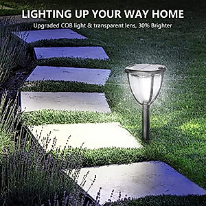 Solar Pathway Lights Outdoor, Solar Powered Walkway Lights Dusk to Dawn Up to 12Hrs, IP65 Waterproof Auto On/Off Soalr Landscape Path Lighting Decorative for Garden Yard Patio Lawn Driveway -2 Pack