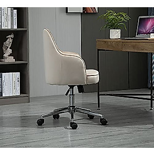 Payeel Desk Chairs with Wheels Swivel Chair Velvet Home Office Desk Chair with Arms Height Adjustable Swivel Task Chair Modern Mid-Back Computer Chair for Home Office (Khaki)