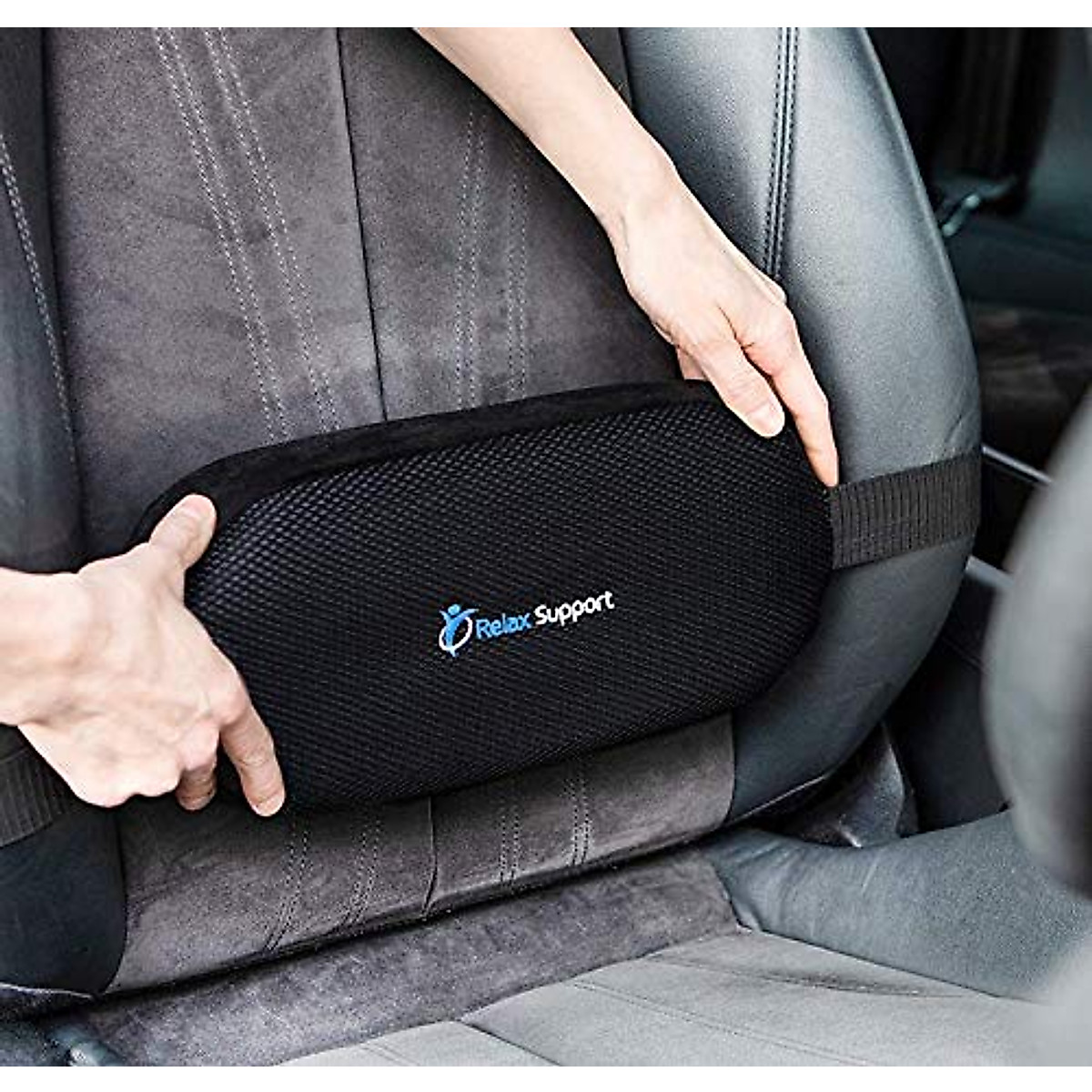 RELAX SUPPORT RS5 Lumbar Support Pillow for Car Back Support - Lumbar Roll w/Multiple Inserts for 6 Customized Firmness Levels for a Pain Free Driving - Adjustable Chair Back Support for Car Seat