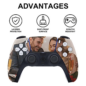 Custom Skin Sticker Decal Cover for PS5 Playstation Controller with Picture Personalized Cover for Playstation 5 Disc Version