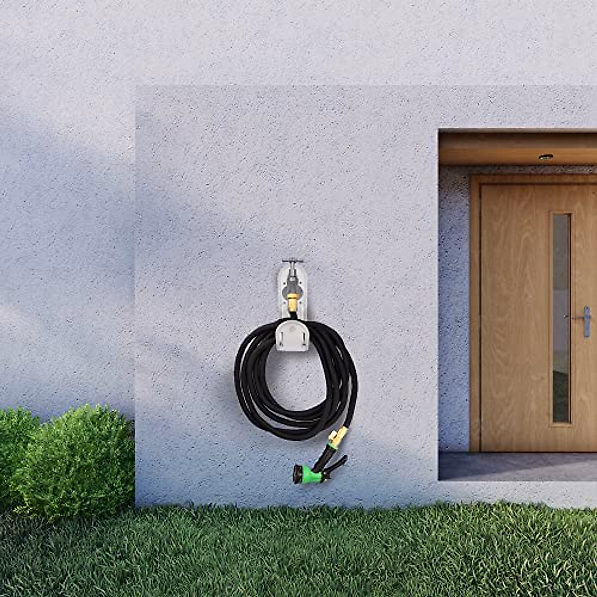 Expandable Hose Hanger - Spigot or Wall Mount, Holder for Up to 100 Feet Expandable Garden Hose, Max Load Capacity 6.5 Pounds, Size 10.6 x 5.9 x 3.7 Inches, Weight 0.6 Pounds, Premium Stainless Steel
