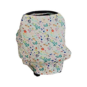 Car Seat Canopy Infant Carseat Canopy, Nursing Breastfeeding Cover, Stretchy Carrier Covers for Stroller/High ChairMulti Use Baby Breastfeeding Covers, Boys and Girls Shower Gifts (Flower)