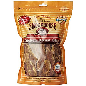 Smokehouse 100-Percent Natural Chicken Breast Strips Dog Treats, 16-Ounce
