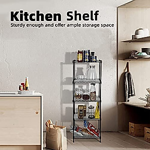 Guangfoshun 5-Tier Wire Shelving, 11.8x15.7x63in, Black - Heavy Duty Shelf - Kitchen Storage Shelves