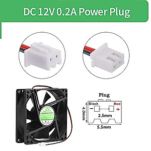 Security-01 80mm by 80mm by 25mm 8025 12V DC 0.20A Dual Ball Bearing Brushless Cooling Fan 2pin AV-F8025MB UL CE (Pack of 2)