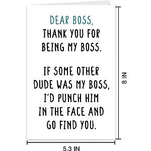 COLINHELIN Lovely Boss Thank You Card For Him, Funny Boss Day Card for Boss Men, Appreciation Card for Male Boss Leader, Boss Day Gift for Boss, Female Boss Card For Him, Boss Birthday for Him Men
