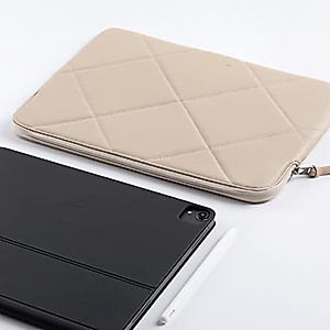 Comfyable Cute Tablet Sleeve for Women, Compatible for iPad Pro 12.9 inch M2 M1 2022 2021 2020 & Smart/Magic Keyboard with Pencil Holder - Quilted PU Leather Bag Waterproof Slim Carrying Cover Case