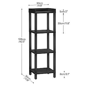 HOOBRO Small Bookcase, Industrial Style Bookshelf for Narrow Spaces, 4-Tier Square Book Shelf Stand, Easy to Install, Wooden Storage Rack Display Shelf, Corner Shelf for Living Room, Black BK08CJ01