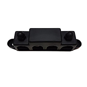 4 Way 7 Point Terminal Junction Busbar 3/8" Black