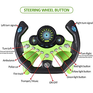 Coherny Steering Wheel Toy Driving Controller Portable Driving Copilot Toy Educational Sounding Toy Gift Driving Wheel with Music for Kids
