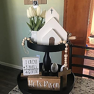 UUPOI Jesus Tomb - Easter Tray, Wooden Easter Jesus Sign Tiered Tray Decorations, Resurrection Scene Set - Easter Decor for Indoor Home Table Mantle Office