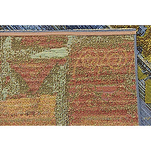 Unique Loom Outdoor Modern Collection Area Rug - Glyph (8' x 11' 4" Rectangle, Blue/ Beige)