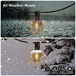 50FT LED G40 Globe String Lights, Shatterproof Outdoor Patio String Lights with 50+2 Dimmable Edison Bulbs, 50 Backyard Hanging Bistro Light Waterproof for Balcony Party Wedding Market Cafe