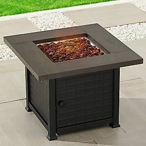 PatioFestival Outdoor Furniture Patio Conversation Set CSA Certification 50,000 BTU 33.9 Inch Propane Fire Pit Table Sets with Rocking Chairs (5 Pcs,Blue)