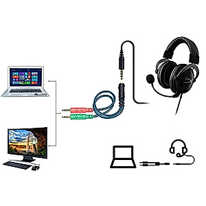 PC Splitter Cable Headset Adapter Splitter Compatible with AstroA10 A10 A40 Turtle Beach HyperX Cloud SteelSeries and Similar Gaming Headsets with Headphone & Mic