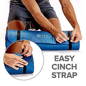 Gaiam Essentials Thick Yoga Mat Fitness & Exercise Mat With Easy-Cinch Carrier Strap, Teal, 72"L X 24"W X 2/5 Inch Thick