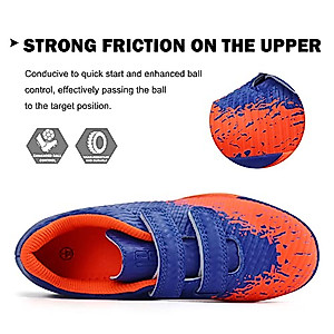 brooman Kids Turf Soccer Shoes Boys Girls Football Shoes Indoor Soccer Shoes (13,Blue Orange)