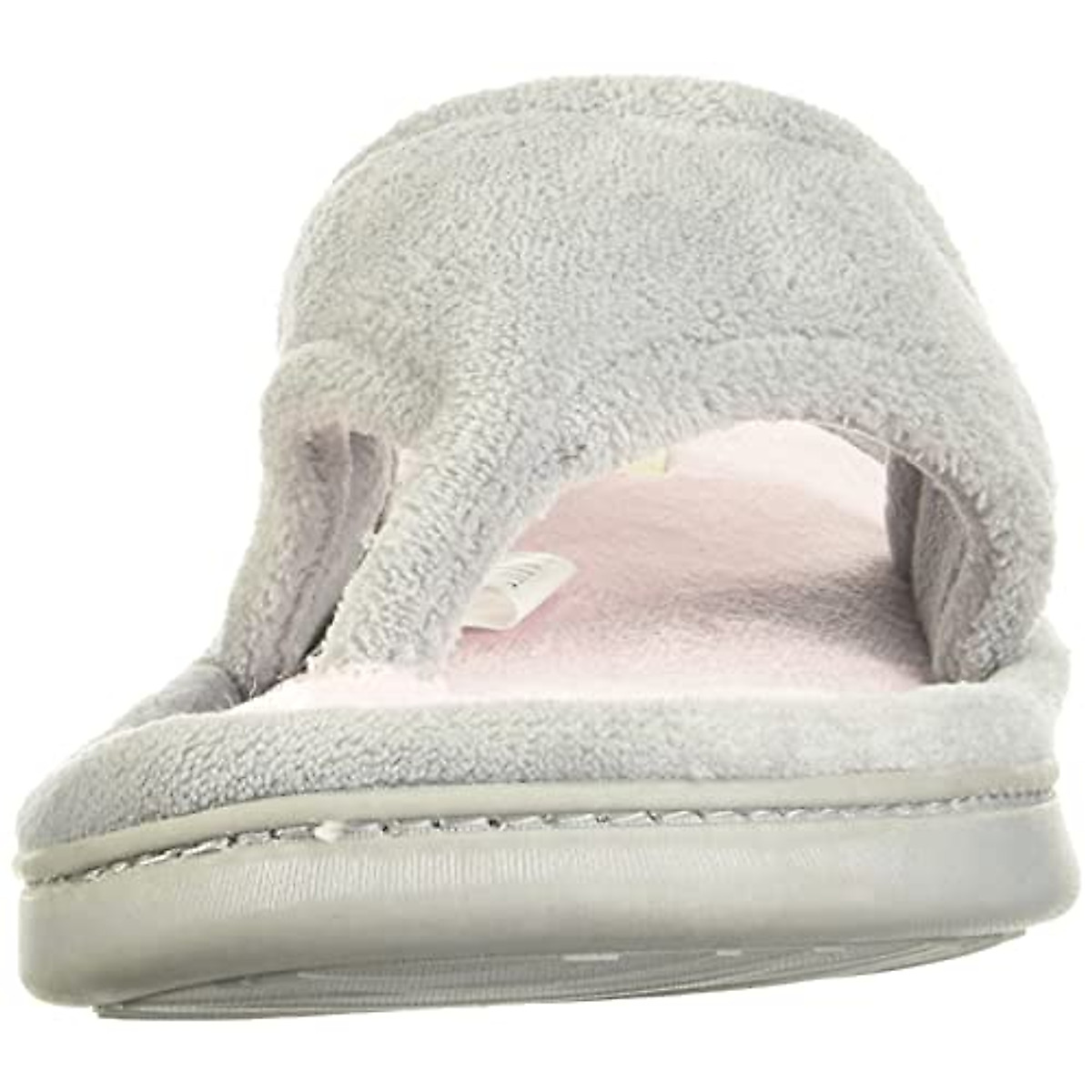 Dearfoams womens Melanie Colorblocked Microfiber Terry Thong Shoe Slipper, Sleet, Large US