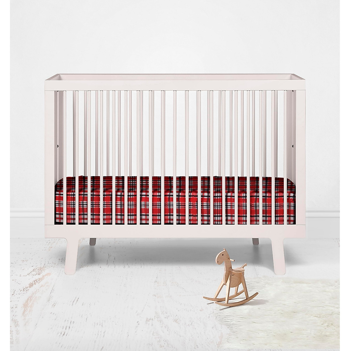 Bacati - Boys Red Plaids/Stripes Crib Sheet