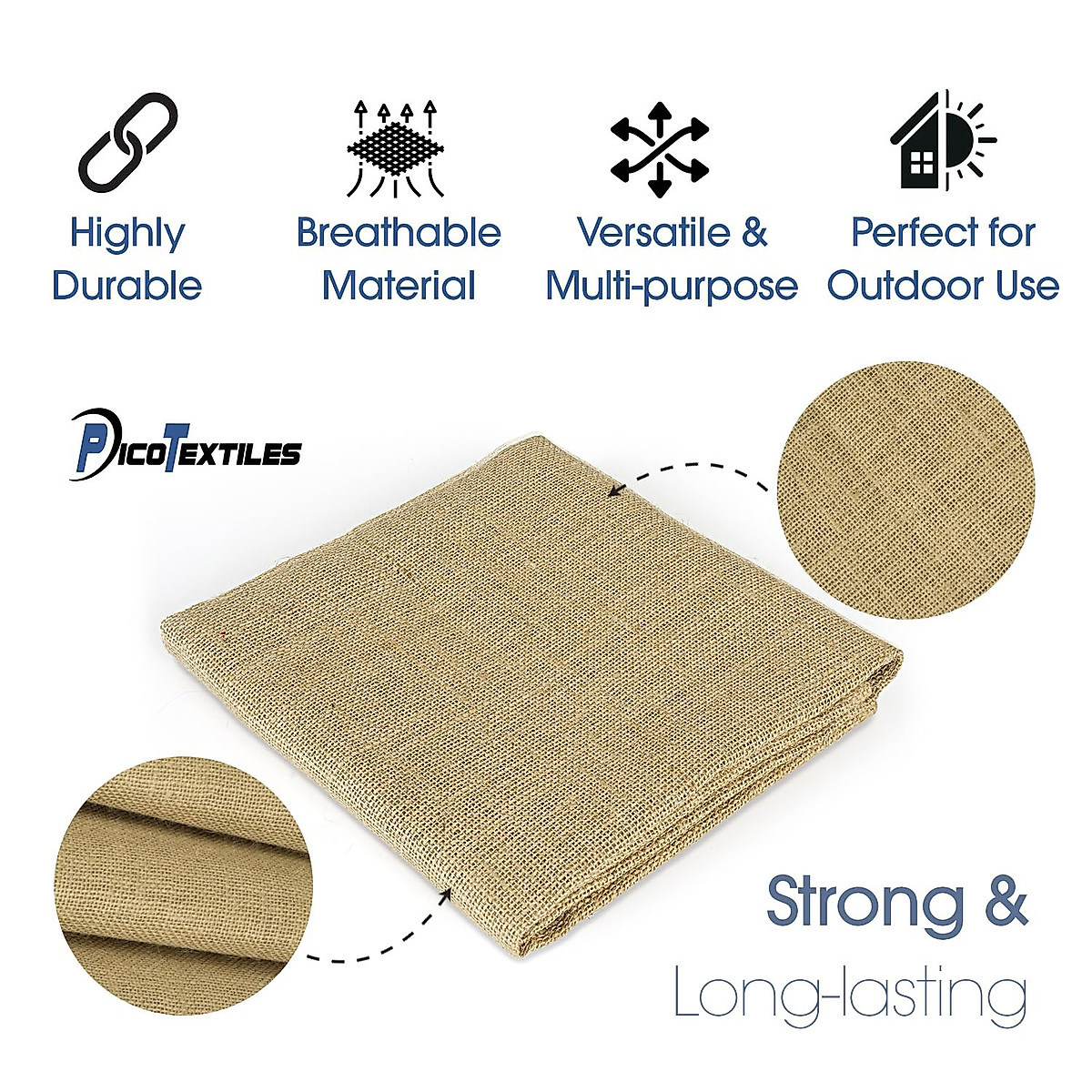 Pico Textiles 40” Wide Burlap - 1 Yard, (3 Feet) - Premium Natural Burlap Fabric, Sold by The Yard - Great for Weddings, Home Crafts, Garden Fabric, Burlap Table Runner, Burlap Tablecloth and More