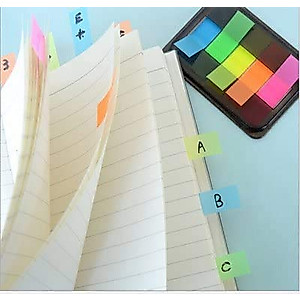 iMagitek 3 Sheet Neon Index Tabs Flags Page Markers Sticky Notes with Box, Translucent Book/Page Marker Stationery Strips, 300 Pieces