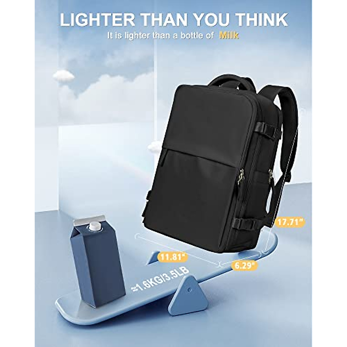 bergsalz Black Travel Backpack Essentials For Women Men Airline Approved Personal Item Travel Bag Carry On Bag Gym Waterproof Backpack Purse College Laptop Bag