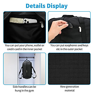 Apenze Small Gym Bag 14 inch lightweight Carry On Mini Duffel Bag for Travel Sport - Black