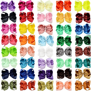 ALinmo 40 Colors 6Inch Hair Bows Clips Large Big Grosgrain Ribbon Hair Bows Alligator Clips Hair Accessories for Girls Toddler Kids Children Teens
