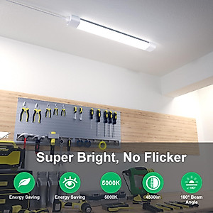 Modlicht 4FT Plug in Shop Light 2PCS, 5000K Linkable 36W Workbench Light, LED Tube Lights with Plug, 4500 LM Ceiling Closet Light for Laundry Garage Basement Kitchen