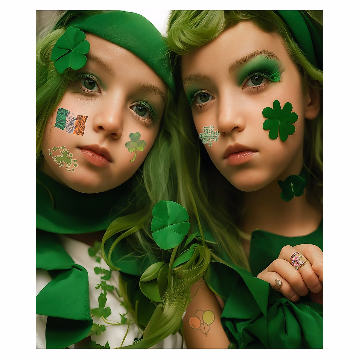 St Patricks Day Tattoos, 20 Unique Sheets St. patrick's Day Temporary Tattoos Shamrock, 4 Leaf Clover Temporary Tattoos Irish St Patricks Day Decorations (180+Pcs)