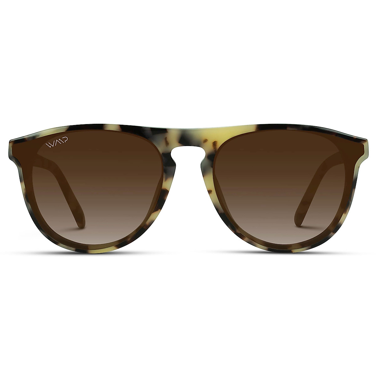 WMP Eyewear - Modern One Bridge Large Round Sunglasses (Beige Tortoise Frame/Gradient Brown Lens)