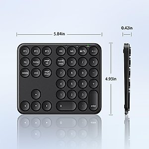 iClever Bluetooth Number Pad, Portable Wireless Number Pad, Aluminum Rechargeable 35-Keys Numeric Keypad for Multi-Devices, Compatible for Laptop, Mac, iMac, Tablet, PC and Desktop