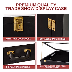 PENNZONI Trade Show Display Portable Case, Clear Acrylic Box for Pastry Display, Display Case for Exhibits w/Wooden Dowels | Black No Felt