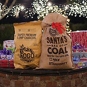 Fogo Santa's Bag of Coal, 35 Pound Bag of Premium Hardwood Lump Charcoal for Grilling and Smoking in Burlap Christmas Sack