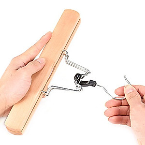 RoyalHanger Wooden Hangers 10 Pack, Skirt Hangers Pant Hangers Collection Wood Hangers Clamp Hanger Trouser Hangers, Non Slip, Natural Finish