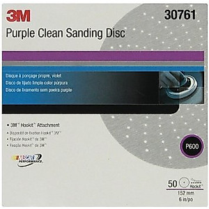 3M Hookit Purple Clean Sanding Abrasive Disc 30761, 6 in, 600+ Grade, Pack of 50 Discs, Virtually Dust-Free, High Performance, Long Lasting, Multi-Hole Pattern, Feather Edging, Stock Removal