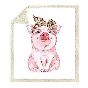 Capsceoll Pigs in a Blanket,Funny Pig Wearing Leopard Bandana Isolated on White Cute Watercolor Illustration Pet Blanket 60X80 Inch Soft,Cozy,Warm Perfect for Bed,Sofa,Couch