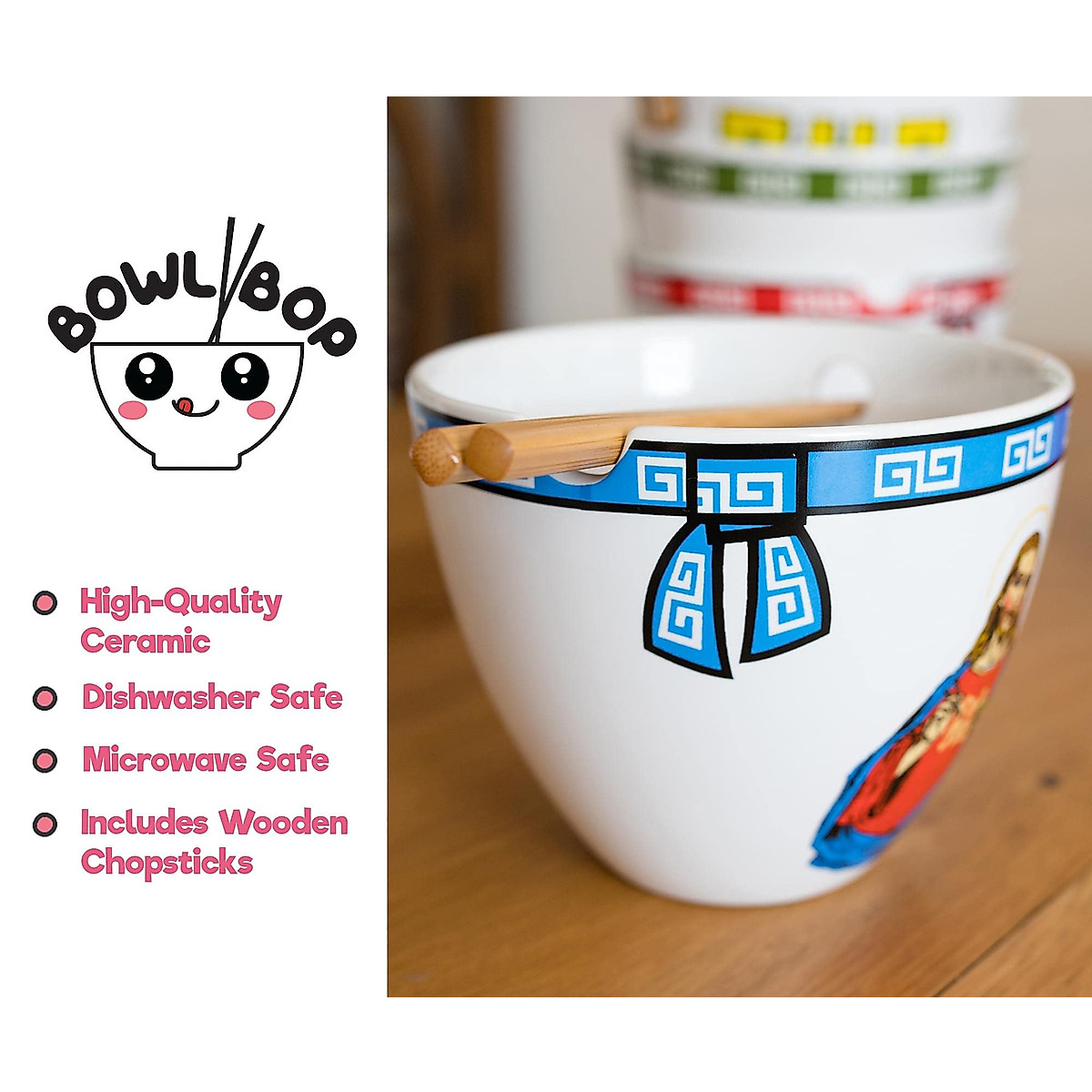 Bowl Bop Jesus Can I Get A Ramen? Japanese Ceramic Dinnerware Set | Includes 16-Ounce Ramen Noodle Bowl and Wooden Chopsticks | Asian Food Dish Set for Home & Kitchen | Funny Religious Gifts