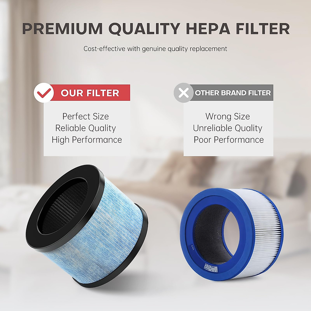 2 Pack MK01 MK06 TZ-K1 KN6391RGB Air Filter Replacement Compatible with AROEVE MK01 MK06, MJ012H, HAP601 KN6391RGB, ToLife TZ-K1, 4-in-1 High-Efficiency H13 HEPA, remove dust, pollen, pet dander, VOCs