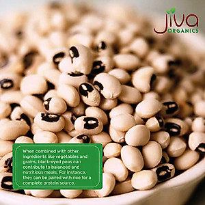 Jiva Organics Organic Black Eye Peas 2 Pound Bag - Cowpeas, Non-GMO, Natural