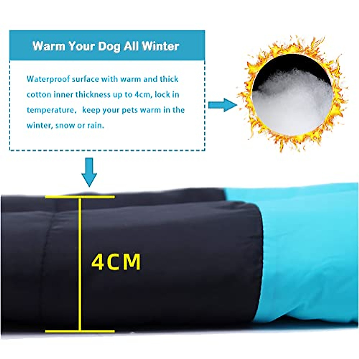 DoggieKit Dog Winter Coat-Windproof Cozy Dogs Jacket Warm Vest for Cold Weather,Waterproof Soft Padded Pet Clothes with Dual D-Ring Apparel for Puppy Small Medium Large Dogs