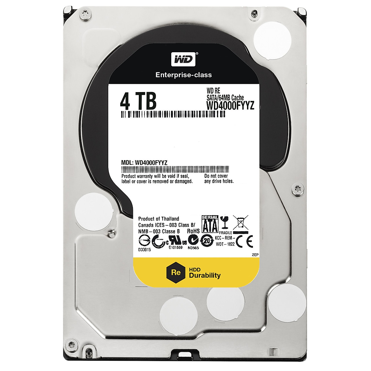 WD 4TB 3.5 Inch SATA III, 7200 RPM, 64 MB Cache Enterprise Hard Drive (WD4000FYYZ) (Renewed)