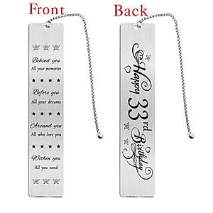 Jzxwan Happy 33rd Birthday Gifts for Women Men, 33 Year Old Birthday Bookmark Gift for Him Her, Happy 33 Yr Bday Book Mark for Female Male, 1991 Bd Present, 33 rd Birthday Card Decoration