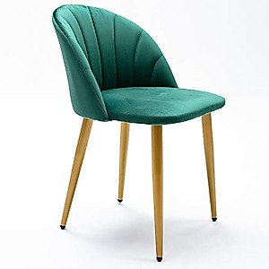 Virabit Velvet Dining Chairs Kitchen/Living Room Chairs Set of 2, Mid Century Modern Accent Side Chairs with Upholstered and Metal Legs for Makeup/Living Room, Dark Green