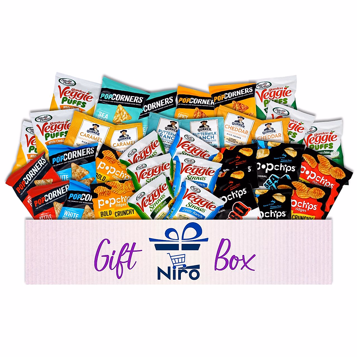 Chips Snack Pack | Popchips, Popcorners, Quaker, and Garden Veggie | 34 Packs | Niro Assortment