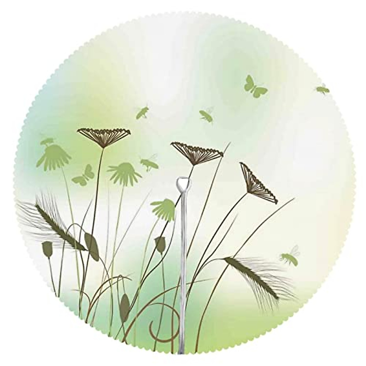 Lirduipu Butterfly Pattern Round Outdoor Tablecloth,Round Tablecloth with Umbrella Hole and Zipper for Patio Garden,Waterproof Spill-Proof,for Patio Table with Umbrella Hole(72" Round,Green)