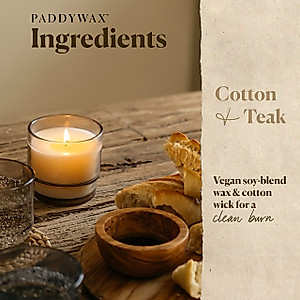 Paddywax Candles Al Fresco Collection, Naturally Scented Candle, 7 Ounces, Cotton + Teak, Beige
