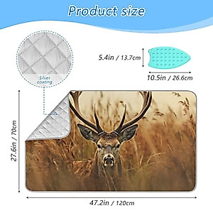 GOODOLD Antler Deer Ironing Mat Portable Travel Ironing Pad for Washer,Dryer,Table Top, Iron Board Alternative Cover, Large Heat Resistant Ironing Blanket