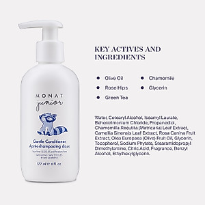 MONAT Junior Gentle Conditioner - A safe and gentle Anti Frizz Hair Conditioner for children that rinses out quickly. All Natural Tear-free, Sulfate & Paraben-free - Net Wt. 177 ml e / 6 fl. Oz.