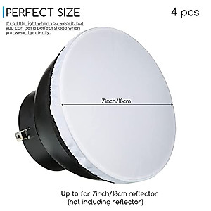 4 Pieces Diffuser Lamp Sock Soft Diffuser Lamp Cover 7 Inches/ 18 cm Standard Cloth Diffuser Light Sock Lampshade Reflector Lamp Sock for Strobe Flash Light Speedlite (White)